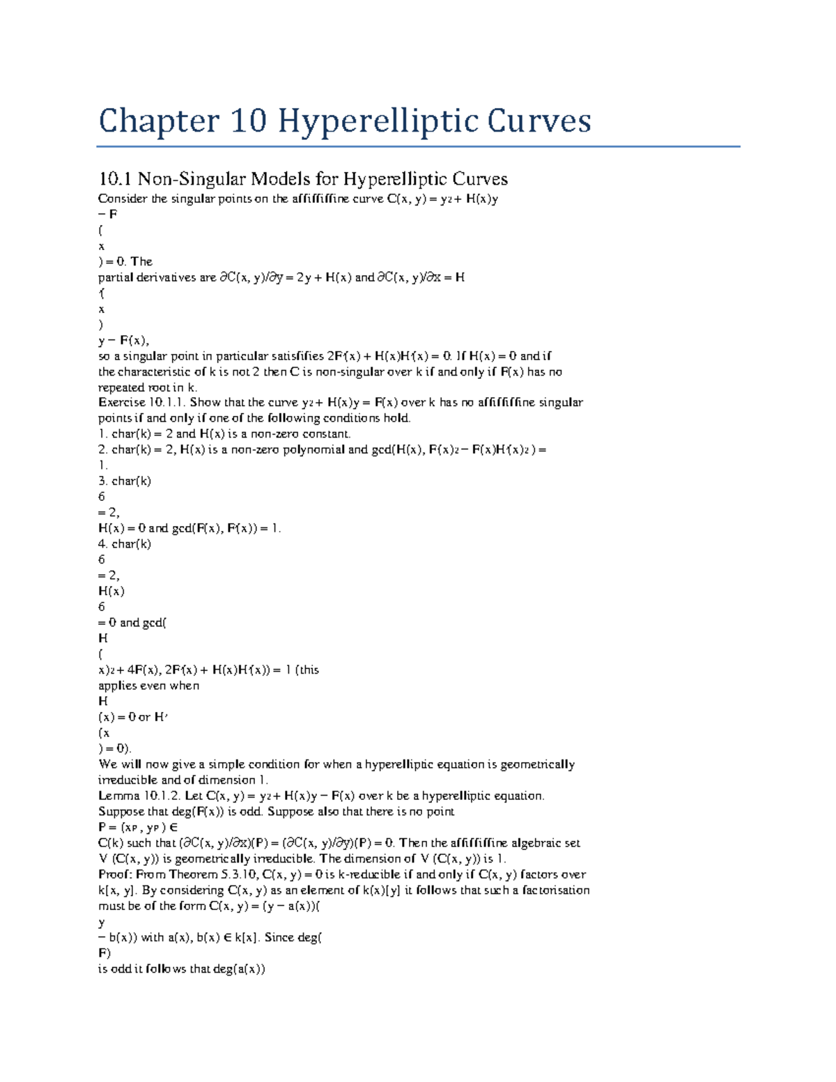 Chapter 10 Hyperelliptic Curves - Chapter 10 Hyperelliptic Curves 10 ...