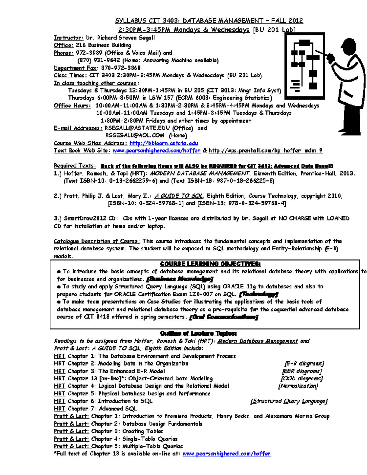 Database Management Syllabus - SYLLABUS CIT 3403: DATABASE MANAGEMENT ...