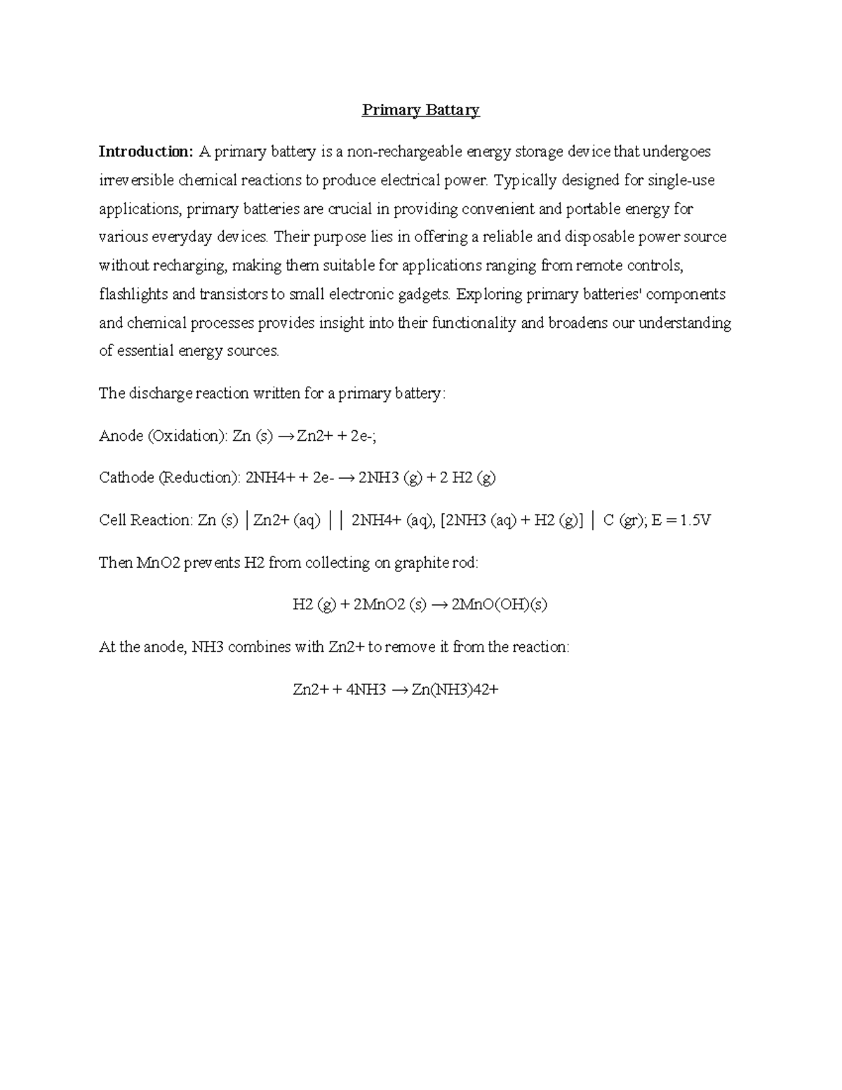 Arman Sha Limon - an assignment over primary battary - Primary Battary ...