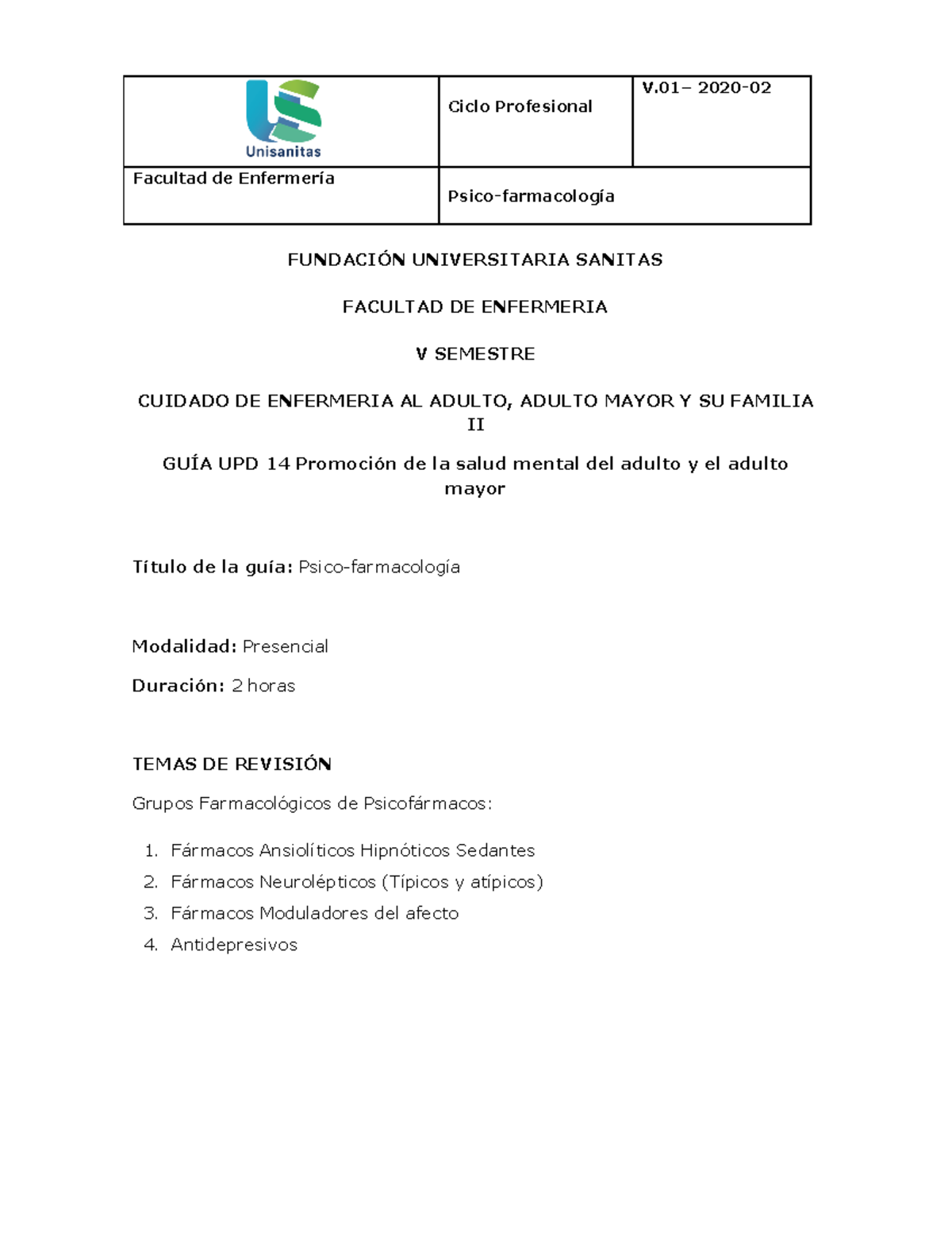 E5 NTP15 UPD14 Psico-Farmacologia - Ciclo Profesional Facultad de ...