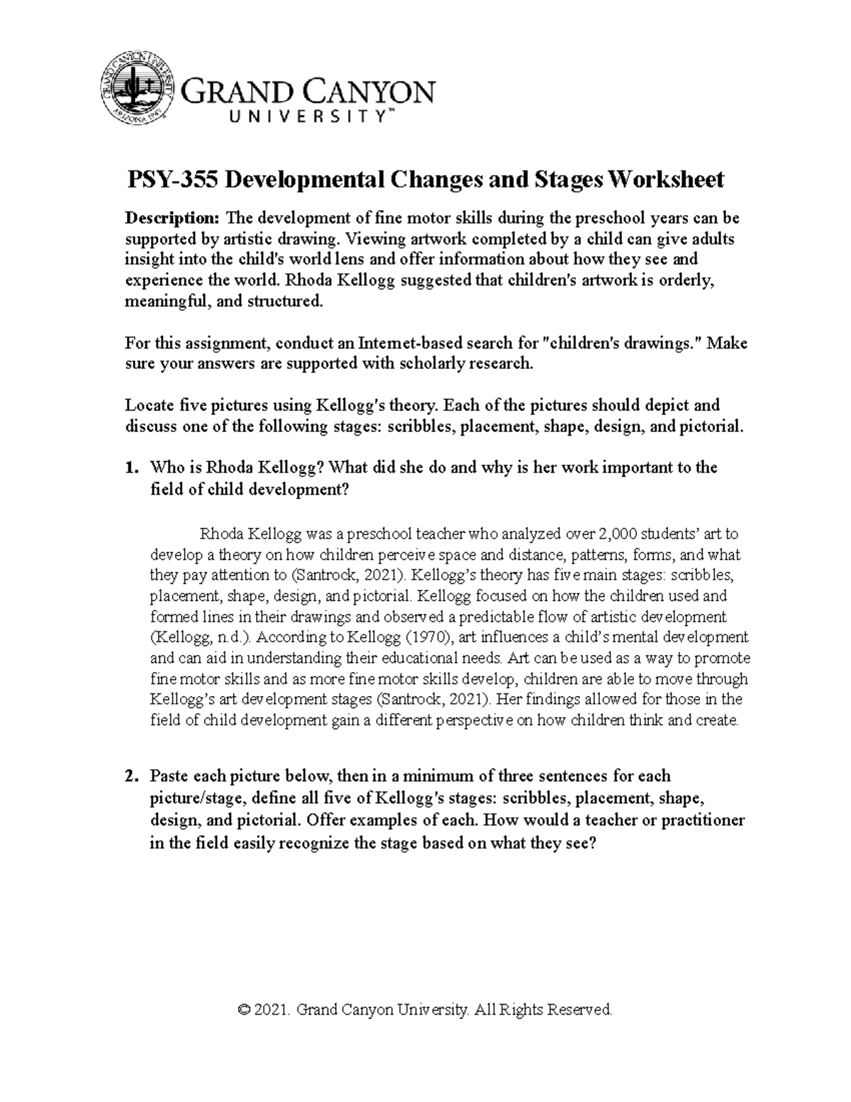 Developmental Changes and Stages Worksheet T6 - PSY-355 Developmental ...