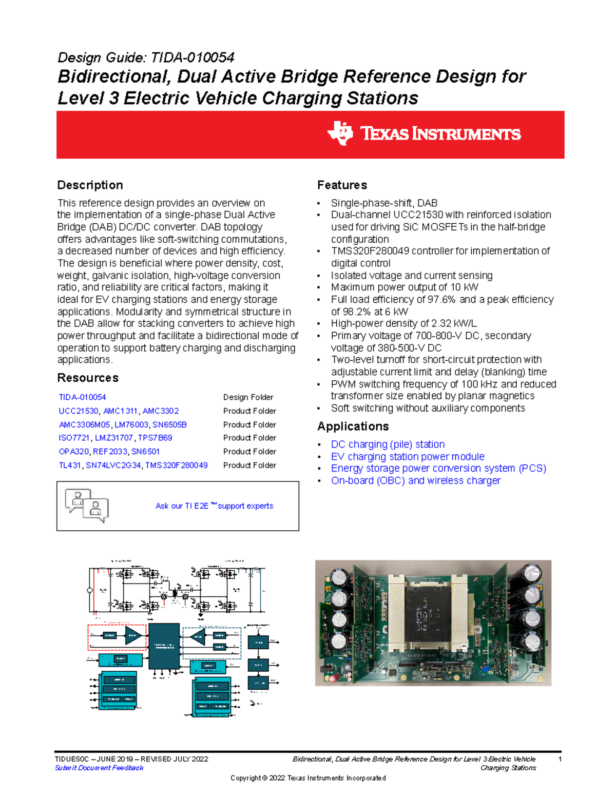 Bi-DAB Reference Design for Level 3 EV Charging Stations - Design Guide ...