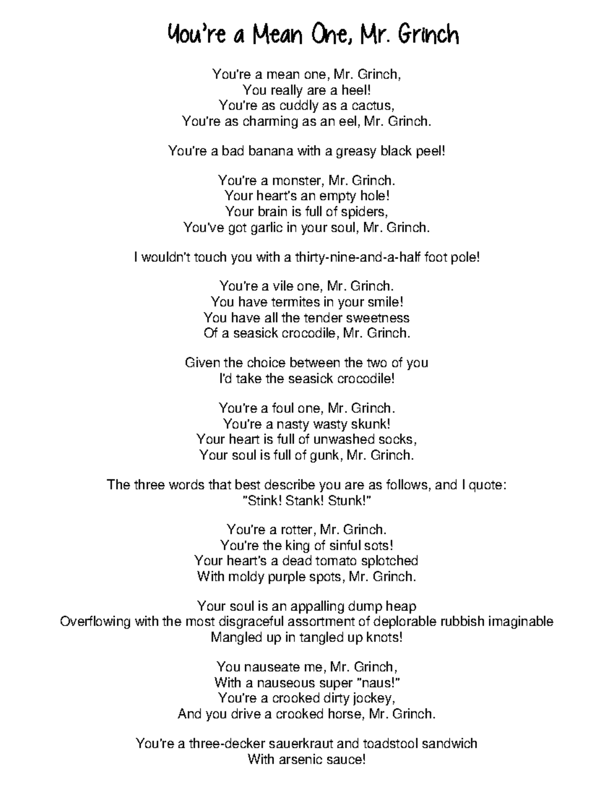 MrGrinchtrabajo practico - You’re a Mean One, Mr. Grinch You're a mean ...
