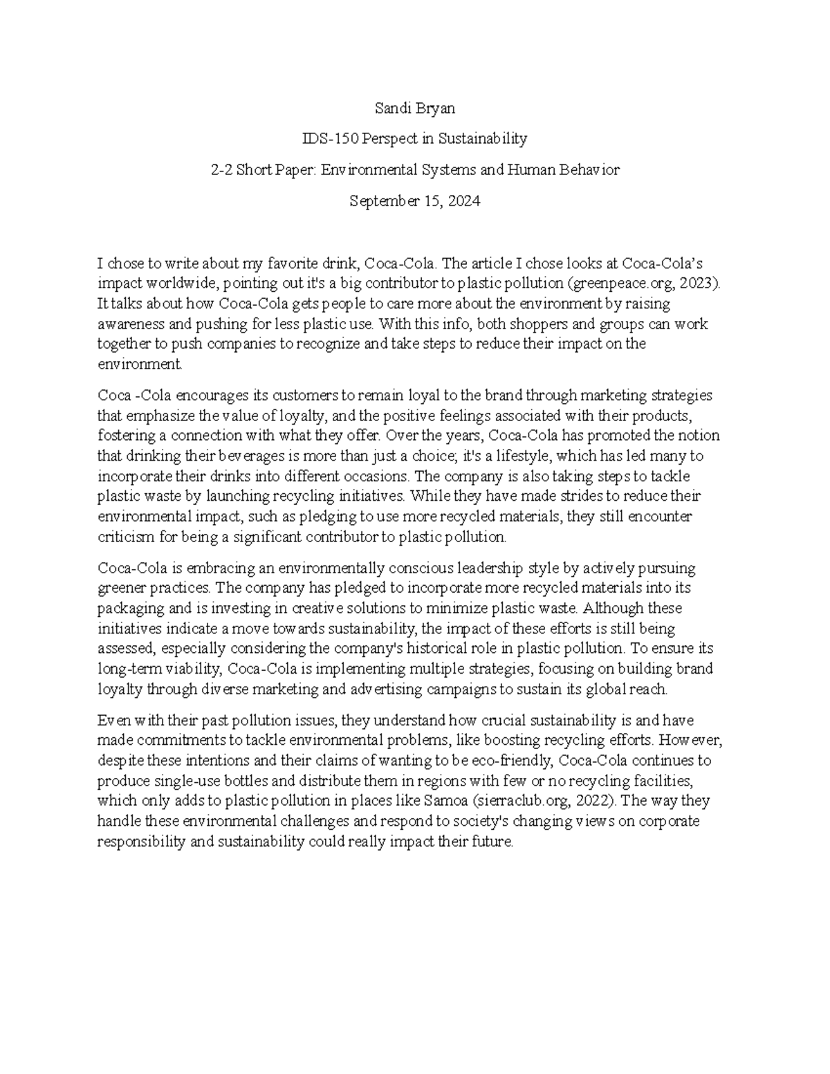 2-2 Short Paper - got an A - Sandi Bryan IDS-150 Perspect in ...