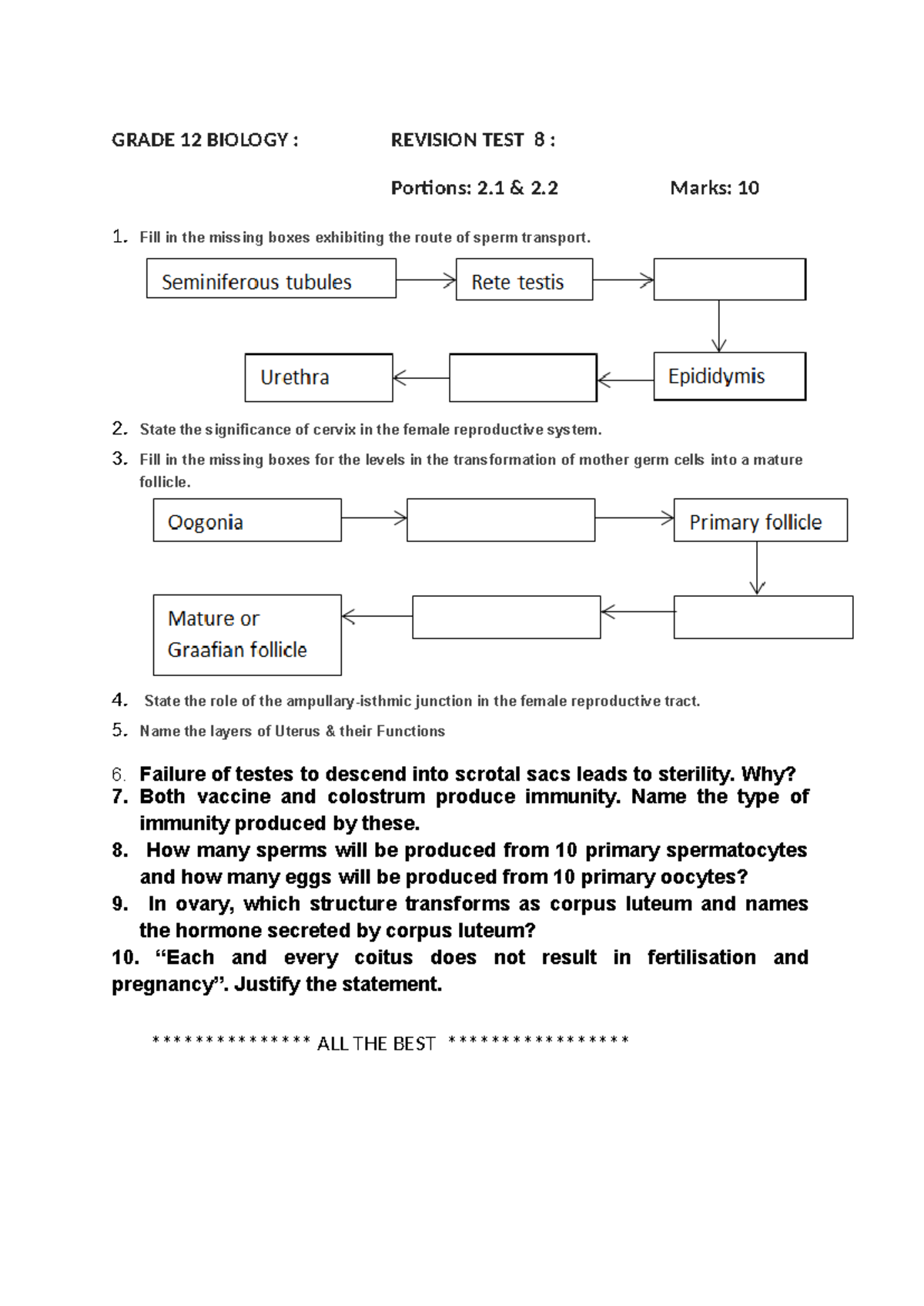 Grade 12 Biology RT 7 & 8 - GRADE 12 BIOLOGY : REVISION TEST 8 ...