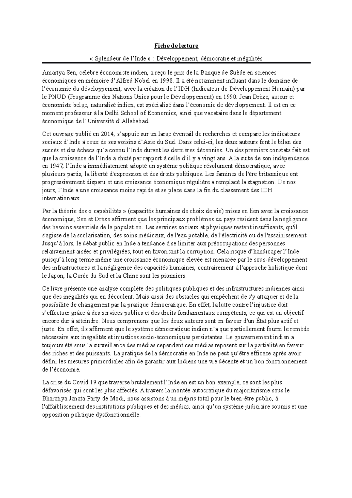 Fiche de lecture set d - Fiche de lecture « Splendeur de l’Inde ...