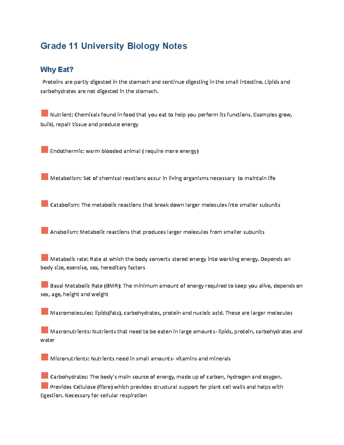 Grade 11 University Biology Course Notes - Grade 11 University Biology ...