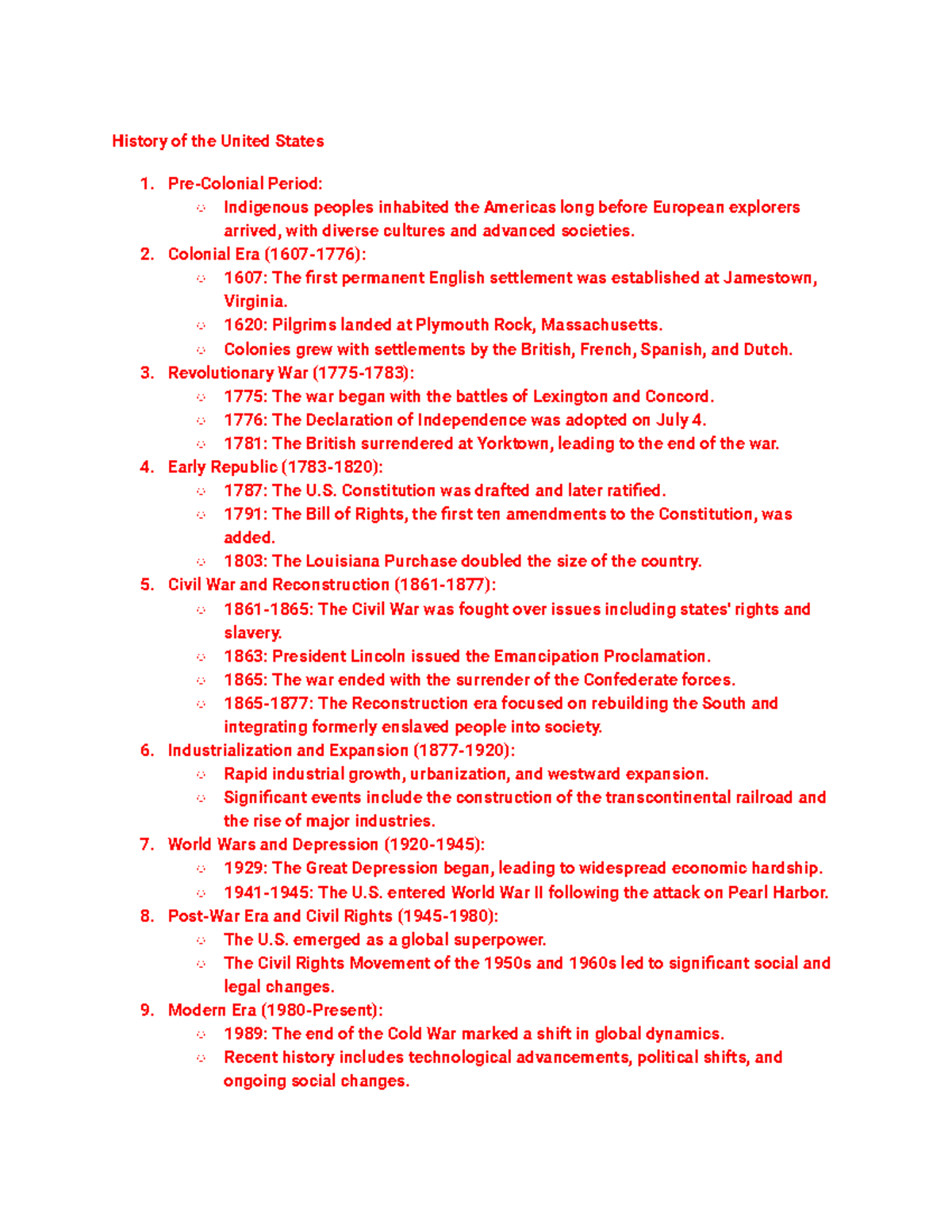 America history - History of the United States 1. Pre-Colonial Period ...