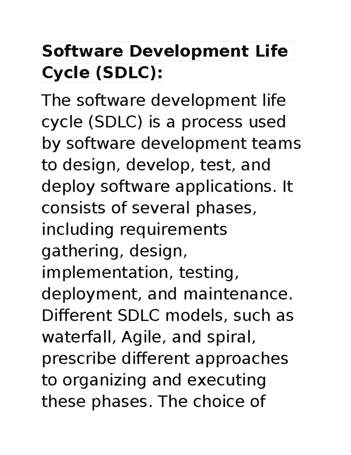 Software Development Life Cycle - Programming Fundamentals - Software Development Life Cycle ...