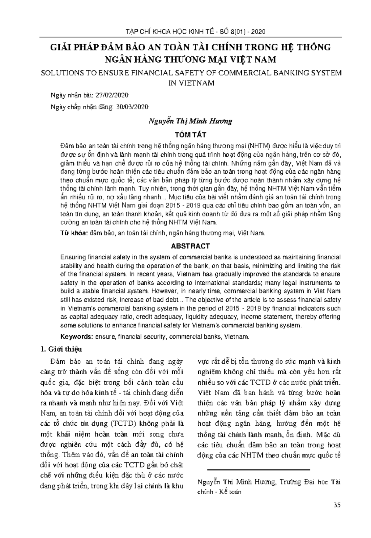 Giải pháp đảm bảo an toàn tài chính trong hệ thống NHTM VN - TẠP CHÍ ...