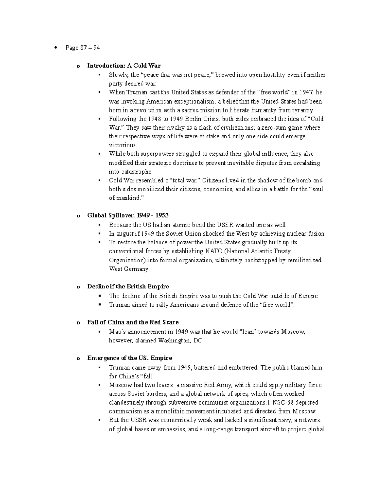 Unit 6 textbook summaries - Page 87 – 94 o Introduction: A Cold War ...