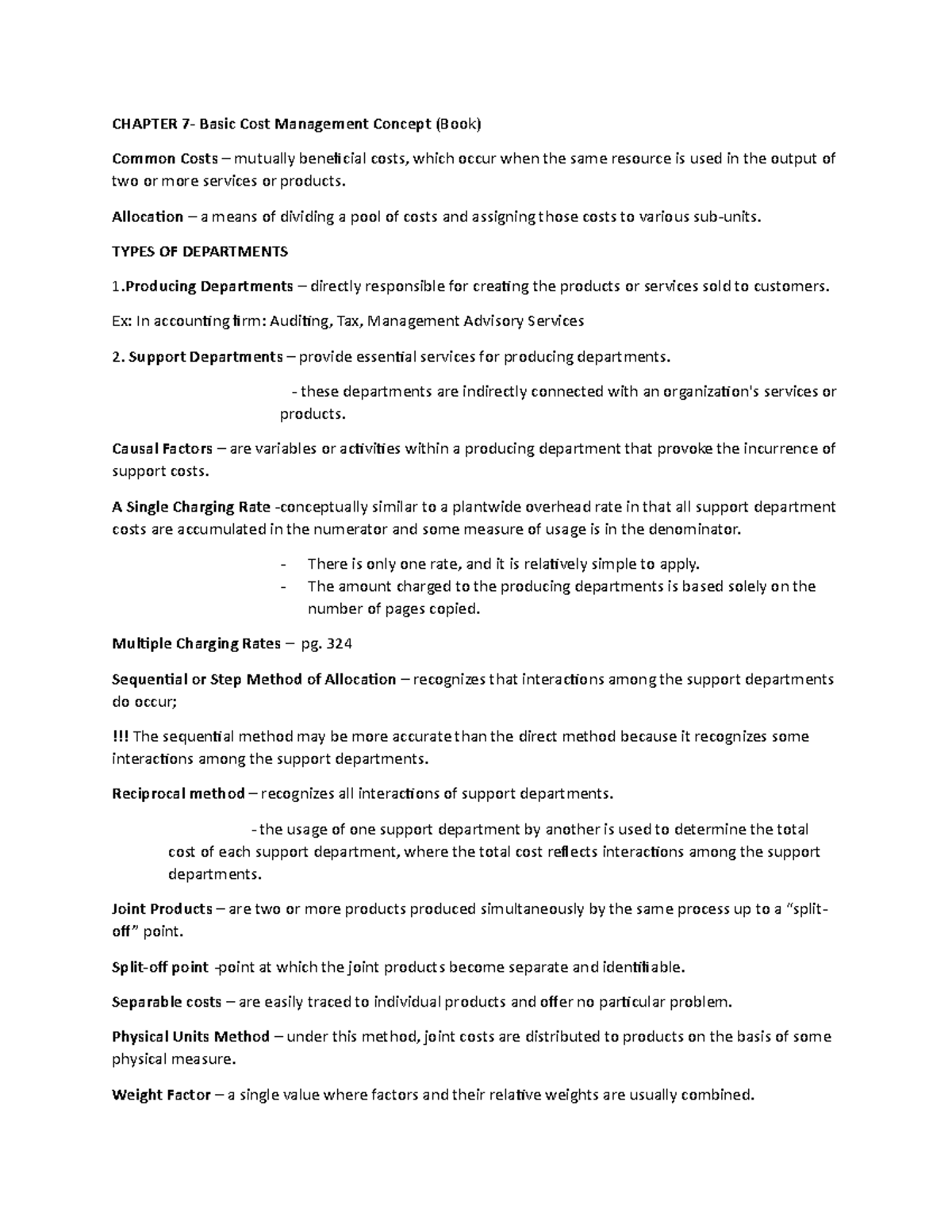 Cost reviewer - COST ACCOUNTING - CHAPTER 7- Basic Cost Management ...