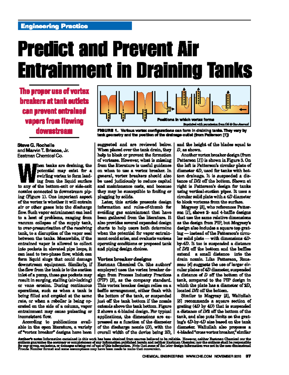 Vortex breaker - Include the block diagram for each suggested ...