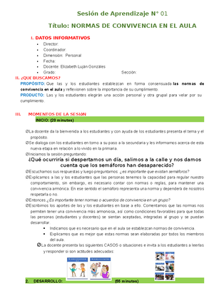 EDA 3ro y 4to ACT 1 DPCC - sesión de aprendizaje - EXPERIENCIA DE APRENDIZAJE N° 01 DPCC ...
