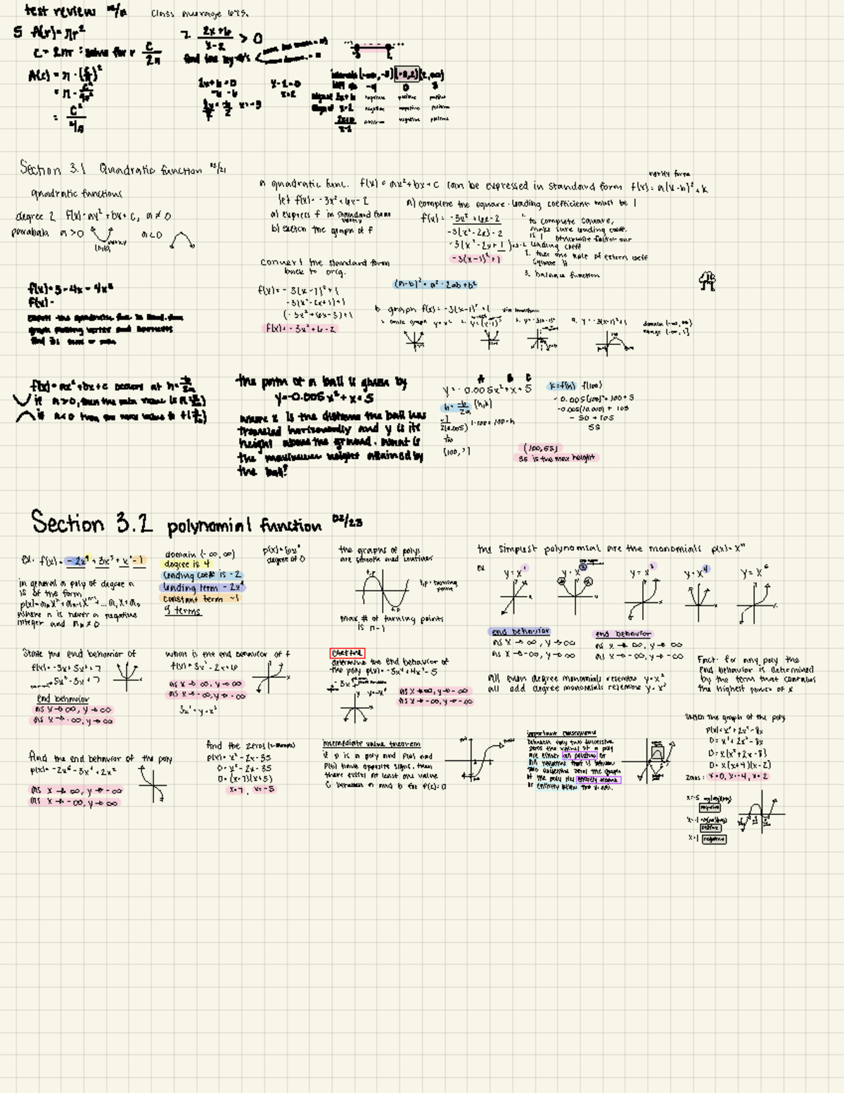 Pre-calc 6 - Polynomial functions - test review ofclass average 47s. 5 ...