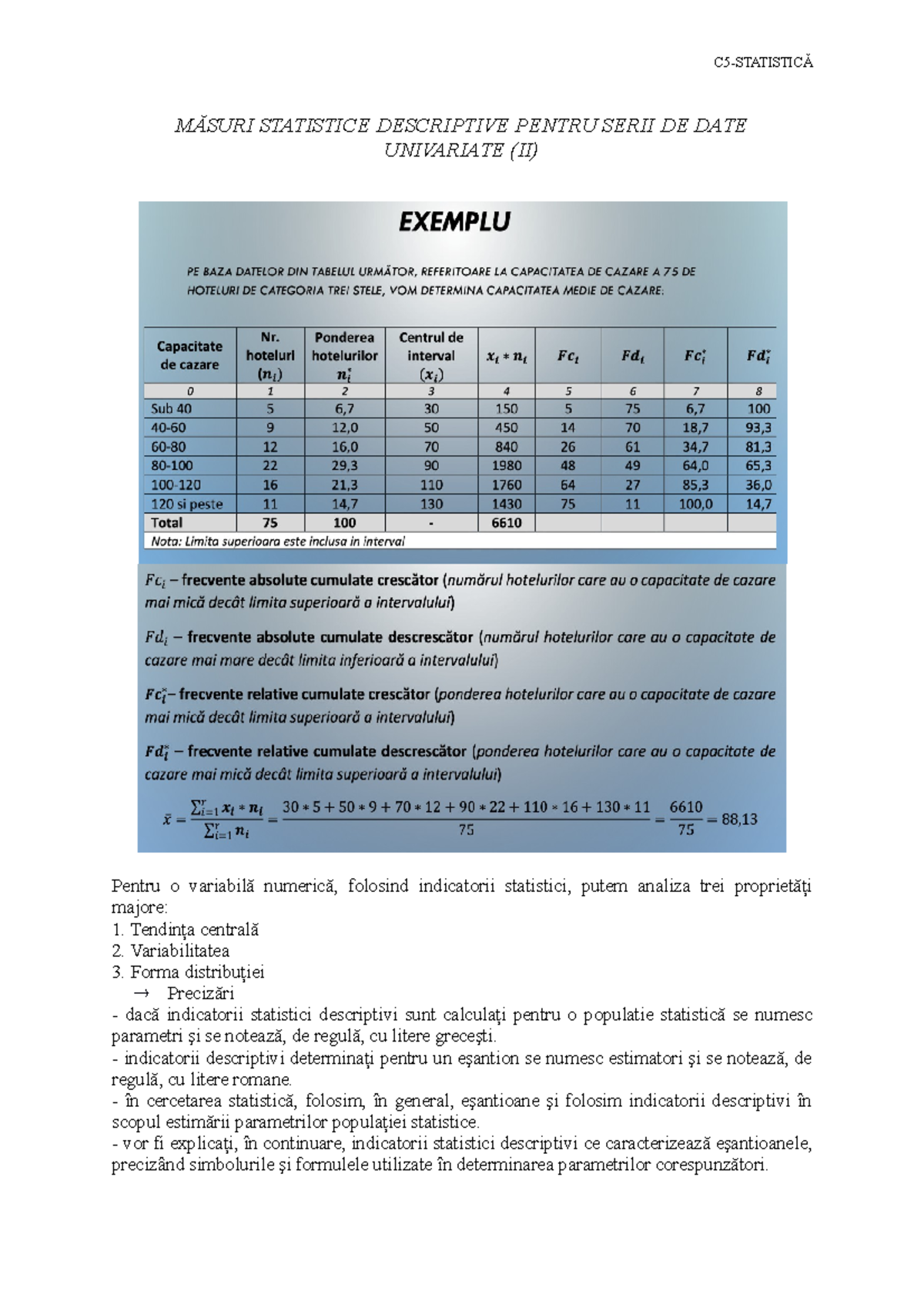 Curs 5-MĂSURI STATISTICE DESCRIPTIVE PENTRU SERII DE DATE UNIVARIATE - MĂSURI STATISTICE ...