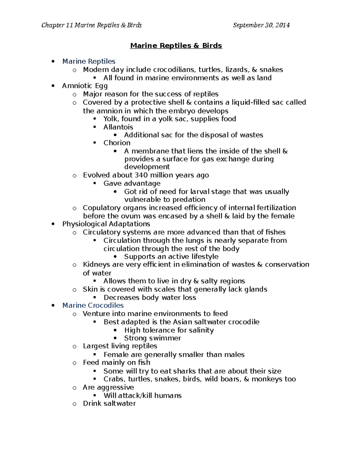 Ch11 Marine Reptiles - Combination of book outline & lecture notes ...