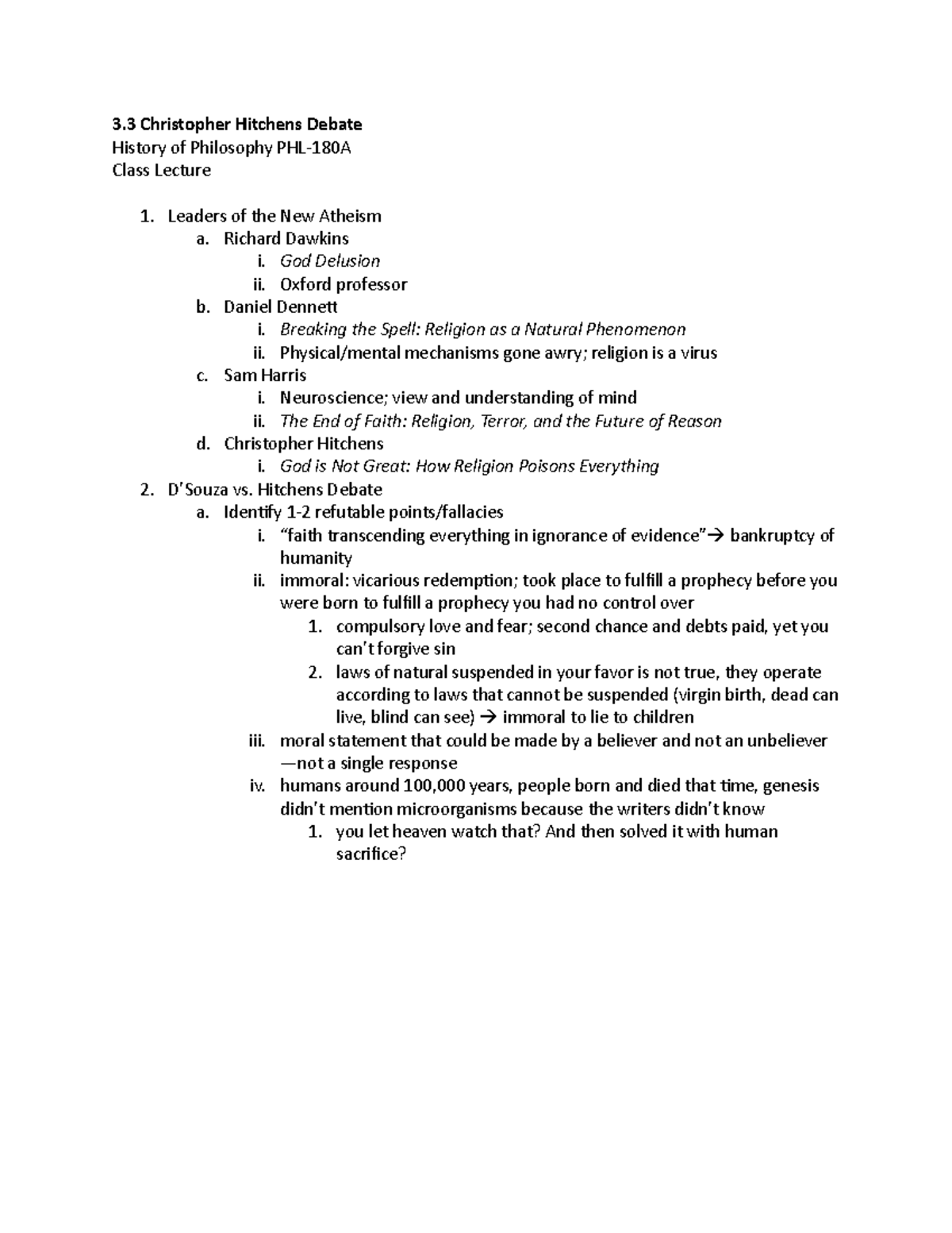 3.3 Christopher Hitchens Debate & 3.4 Arguments for God - 3 Christopher ...