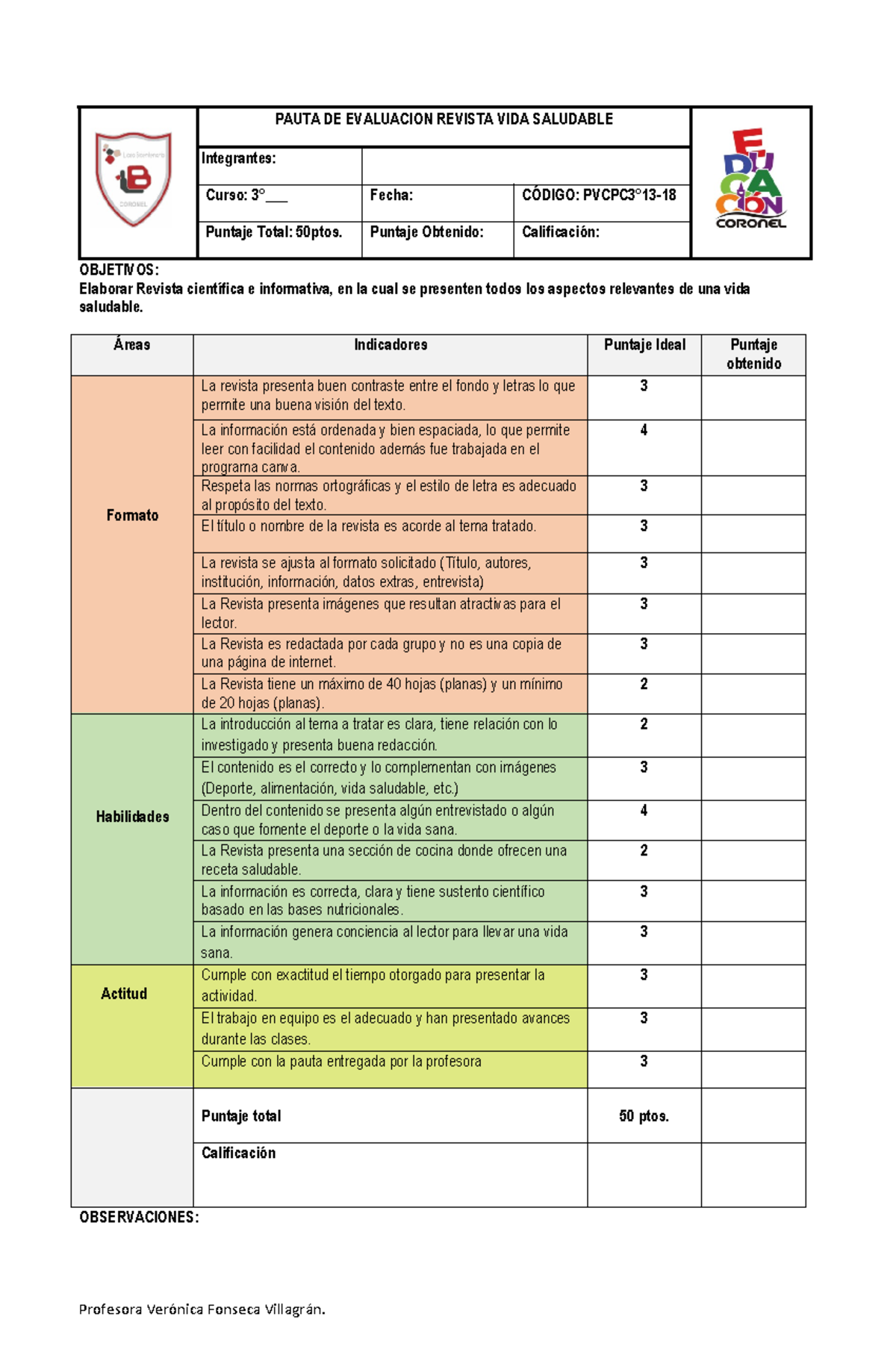 Pauta Revista 2024 Corregida - PAUTA DE EVALUACION REVISTA VIDA ...