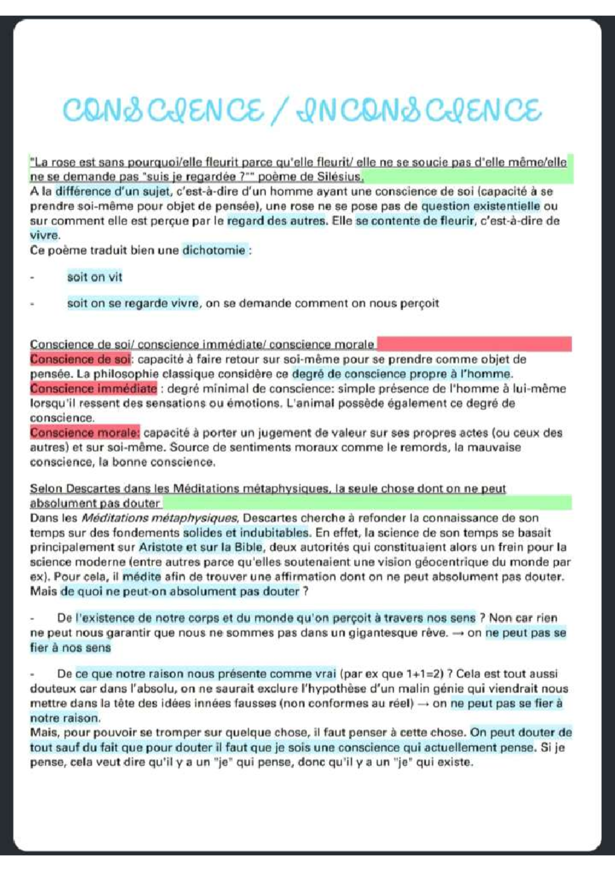 IMG 20240326 172905 - conscience et inconscience - Philosophie - Studocu