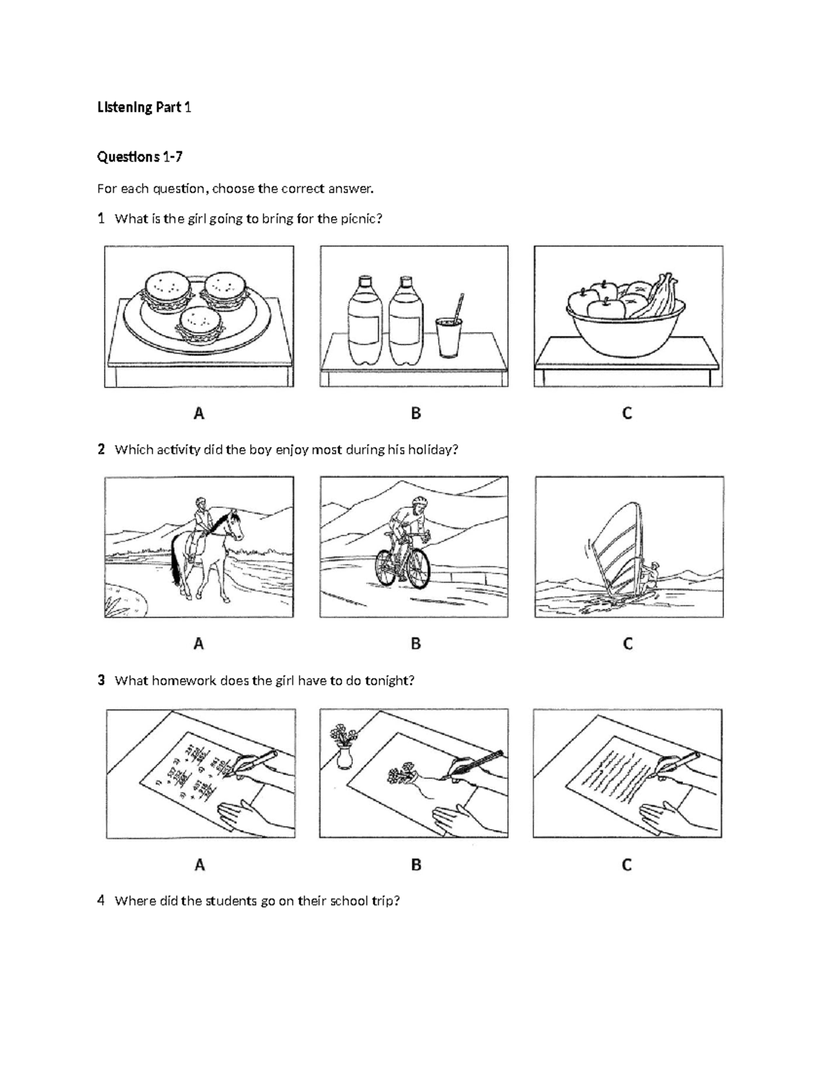 Listening B1 - ssss - Listening Part 1 Questions 1- For each question ...