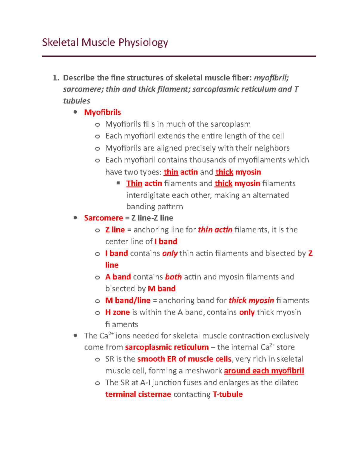 Skeletal Muscle Physiology - Skeletal Muscle Physiology Describe the ...