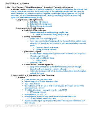 Hist 2020 lecture outline 22 - HIST 2020 Lecture Outline #22 (History ...