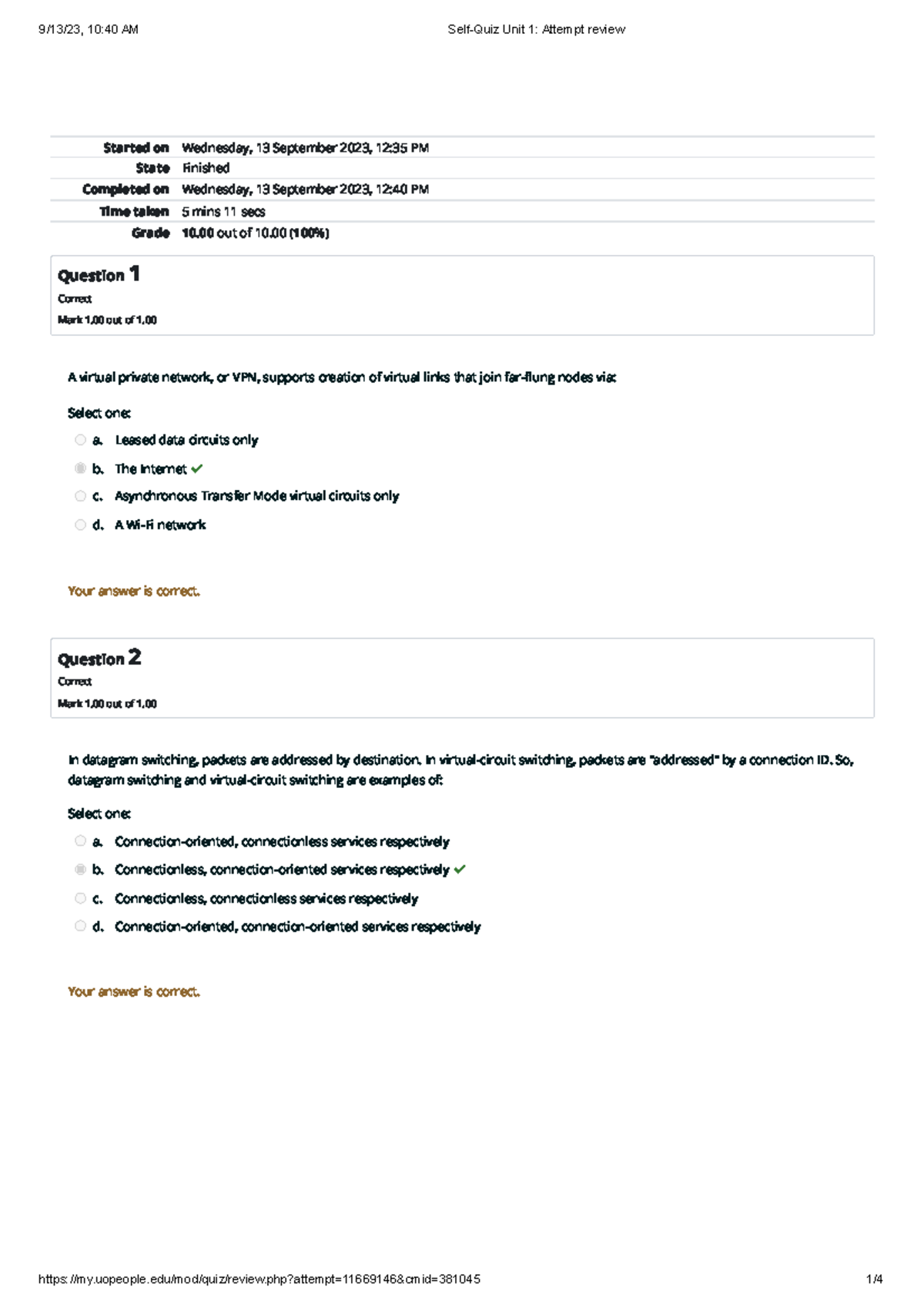 Self Quiz Unit 1 Attempt Review Started On Wednesday 13 September 2023 12 35 Pm State