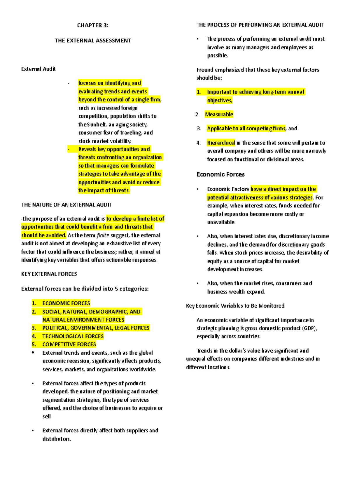 Chapter 3 - Strategic Management - CHAPTER 3: THE EXTERNAL ASSESSMENT ...