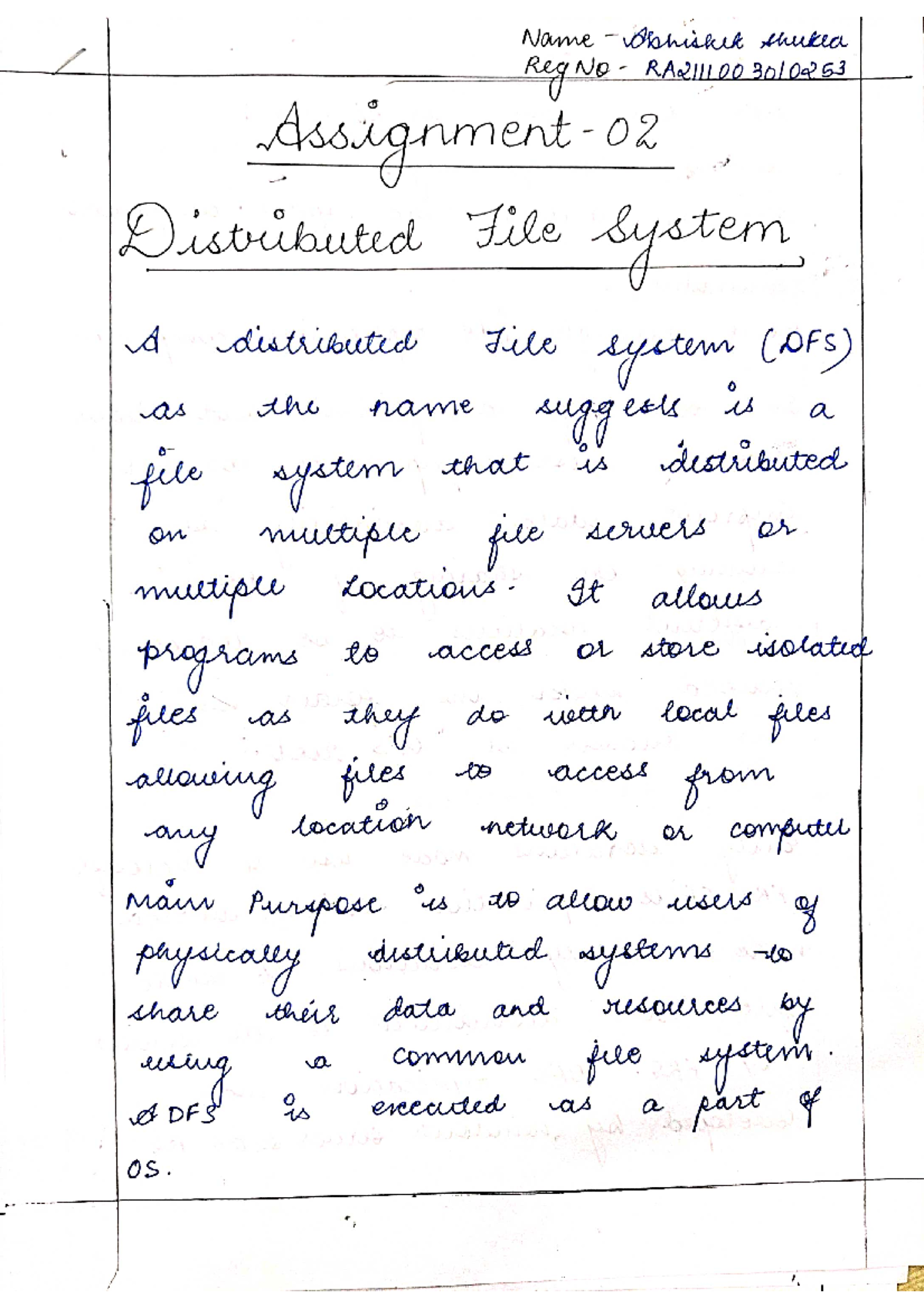 Assignment 2 RA2111003010253 - Distributed Operating Systems - Studocu