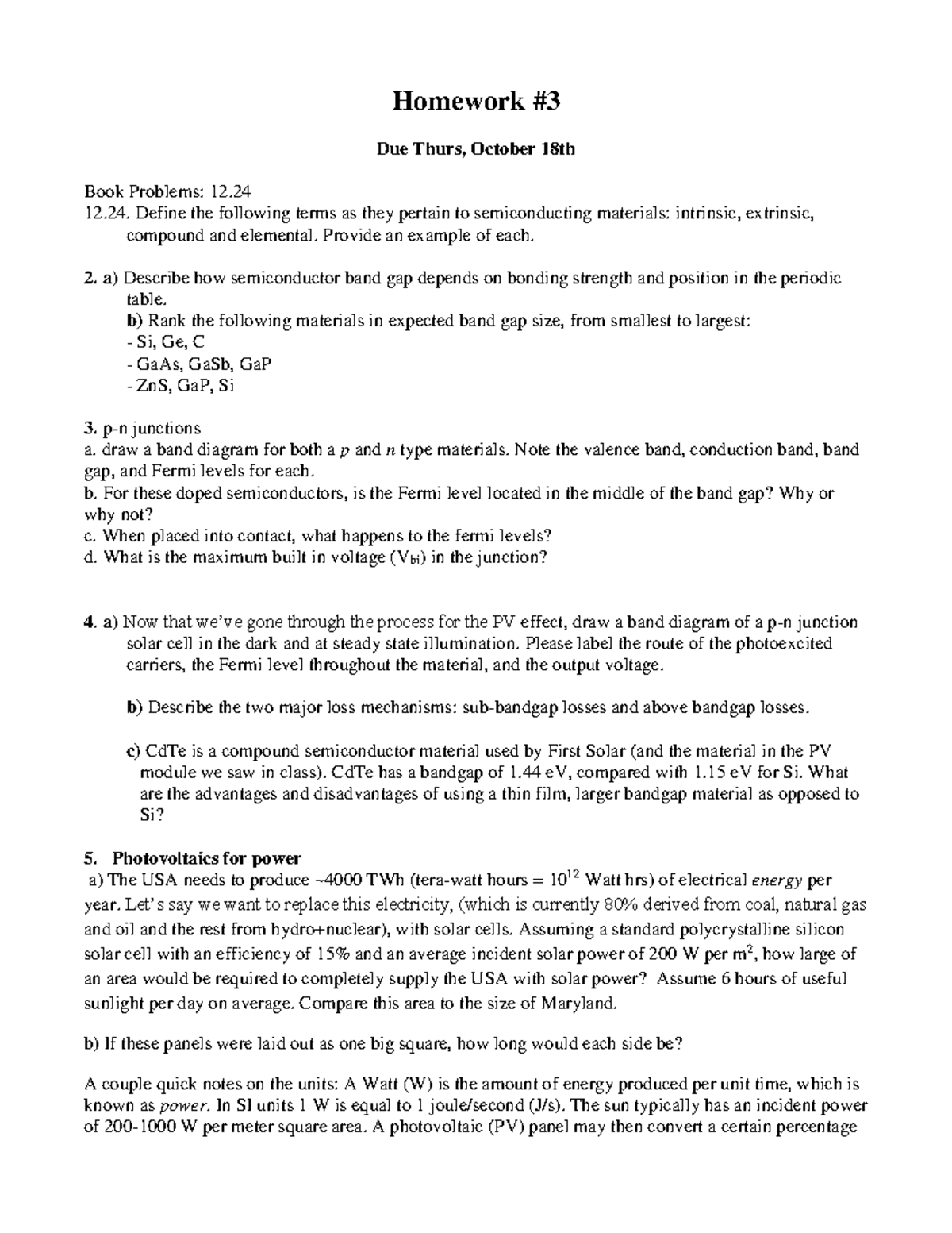 Homework 3 - Weekly Assignment - Homework Due Thurs, October 18th Book ...