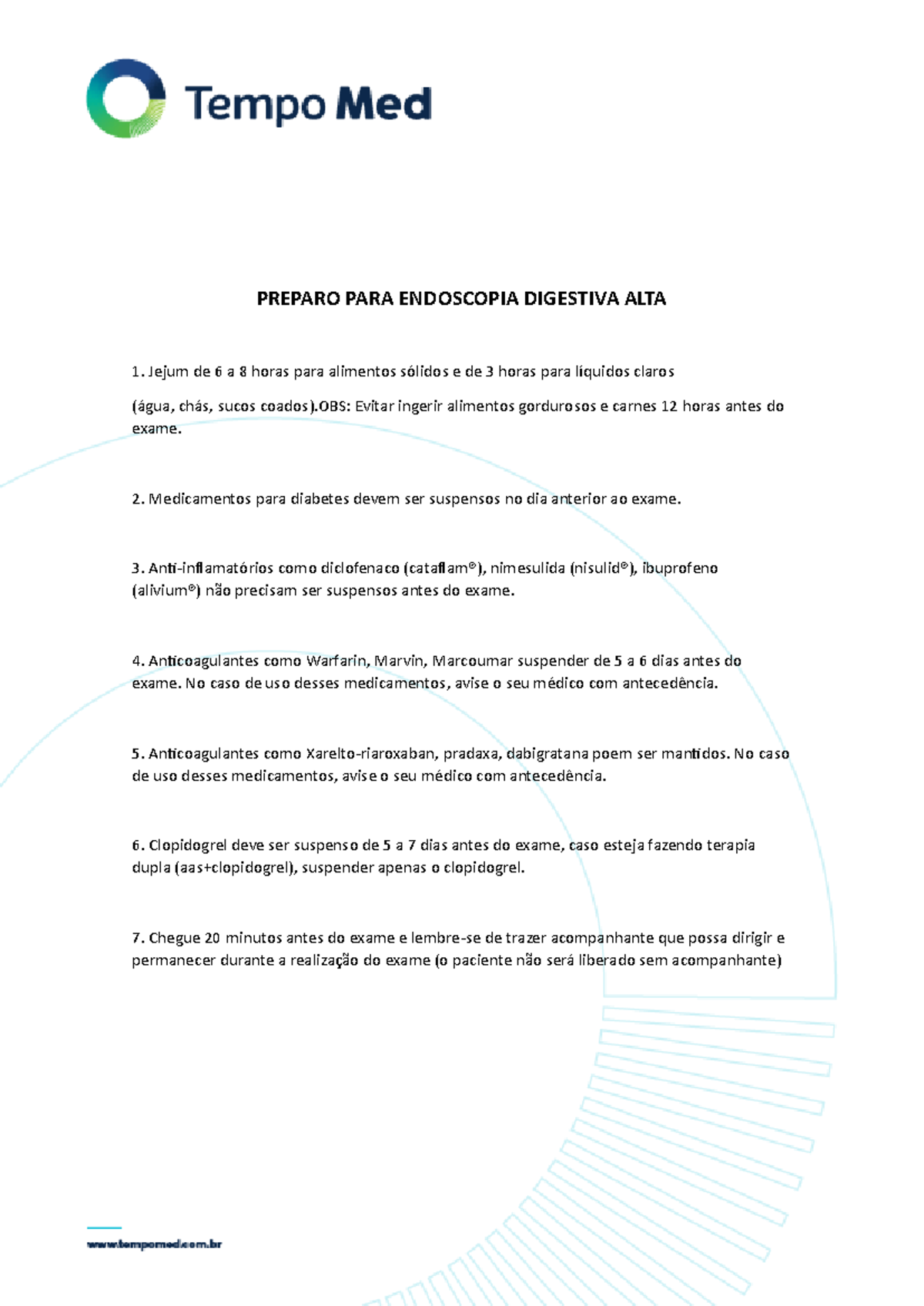 Preparo Endoscopia - PREPARO PARA ENDOSCOPIA DIGESTIVA ALTA Jejum de 6 ...