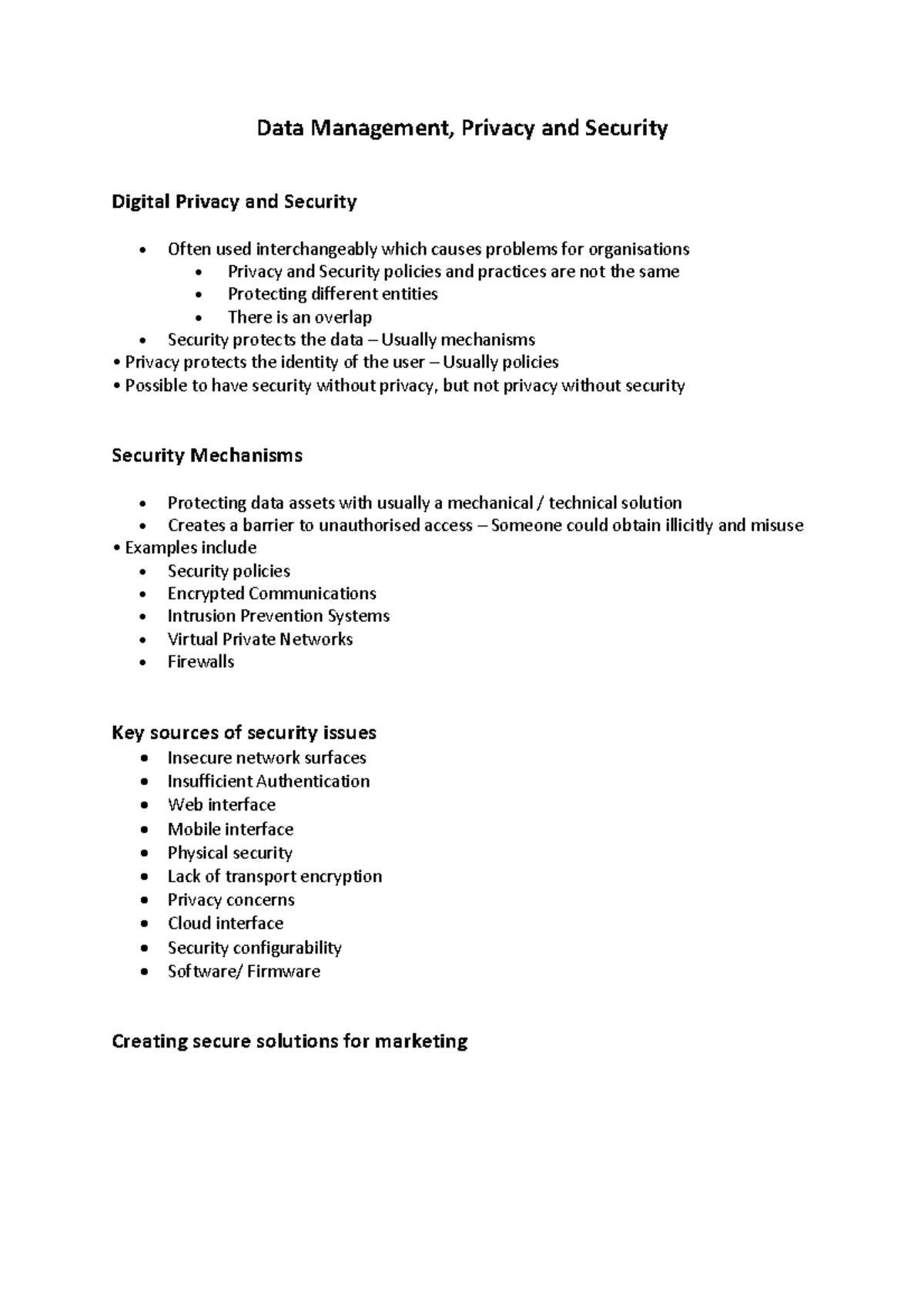 Data Management lecture - Data Management, Privacy and Security Digital ...