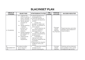 Narrative- Report Insetslac - NARRATIVE REPORT ON SLAC/INSET TRAINING I ...