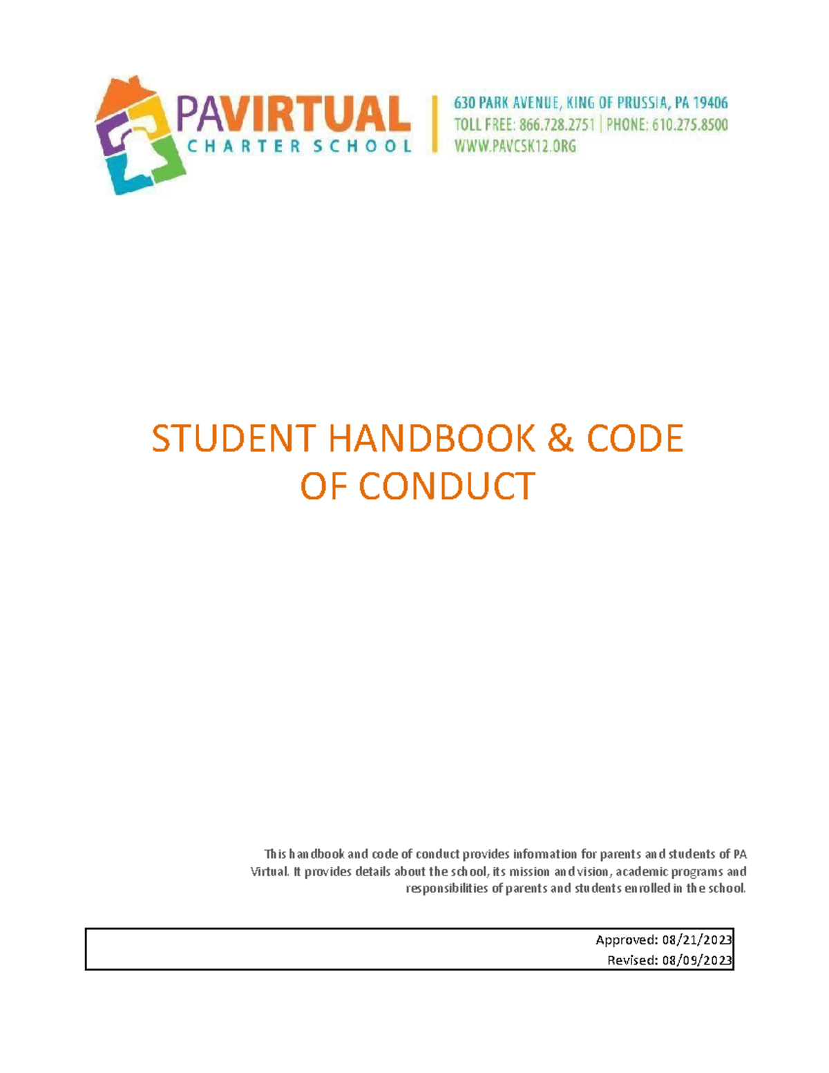 Student Handbook - good - STUDENT HANDBOOK & CODE OF CONDUCT This ...