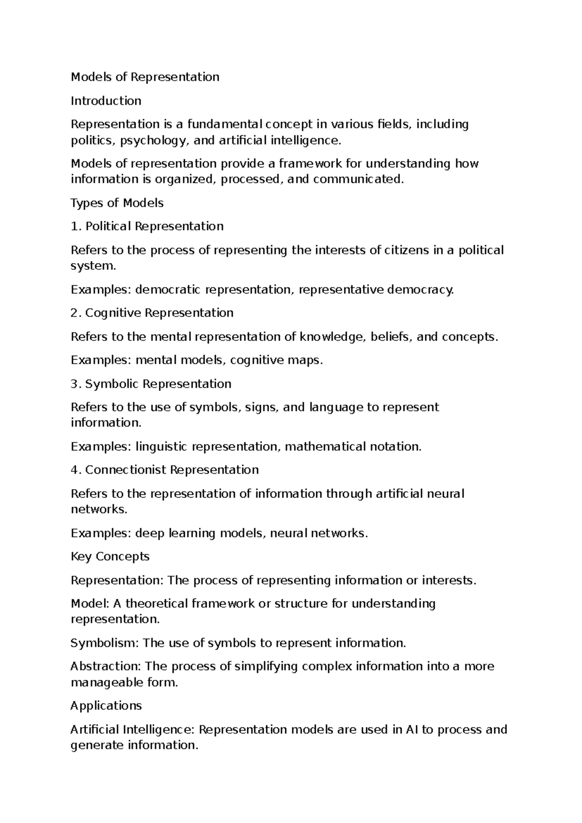 Models of Representation - Models of Representation Introduction ...