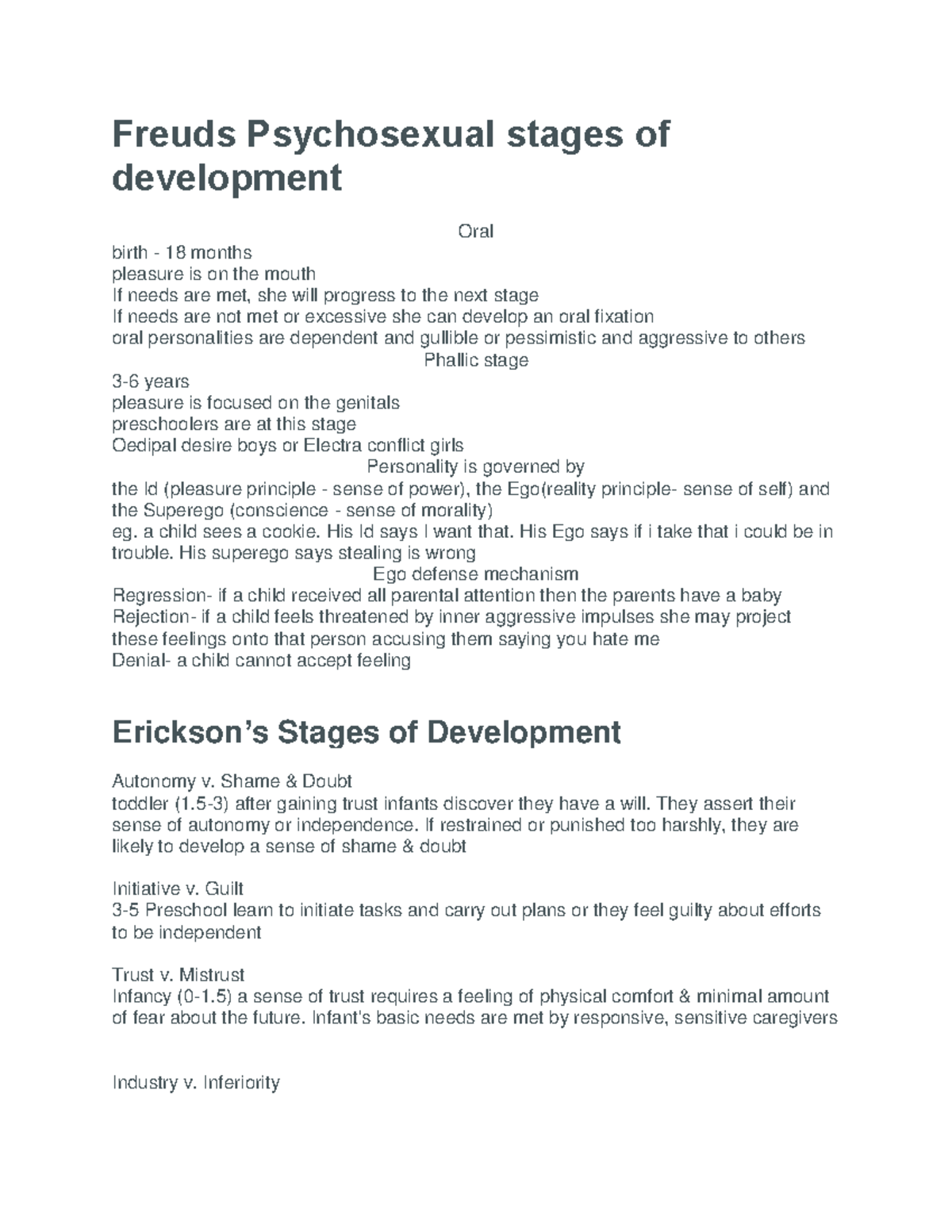 Stages of Development - Warning: TT: undefined function: 32 Freuds ...