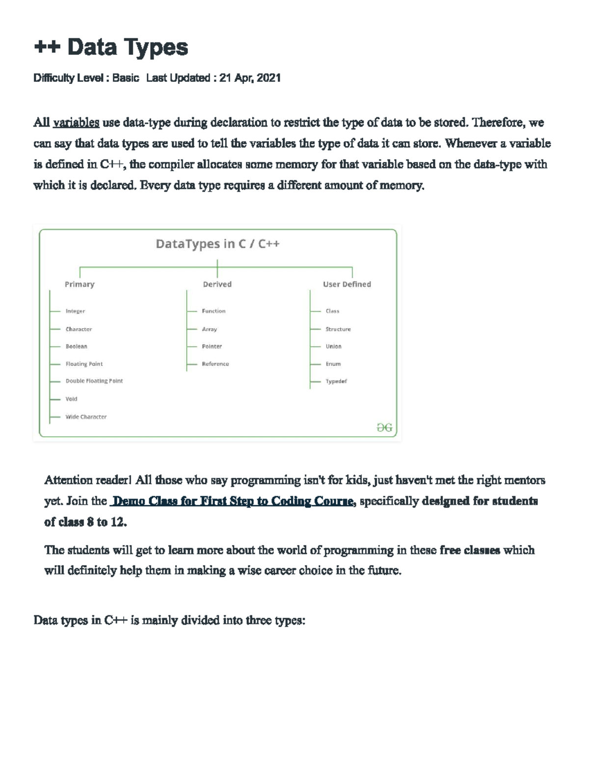 Datatype - Lecture notes 1 - High Performance Computing - Studocu