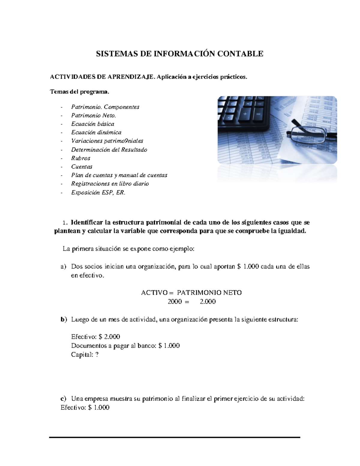 Actividades Contabilidad - SISTEMAS DE INFORMACIÓN CONTABLE ACTIVIDADES ...