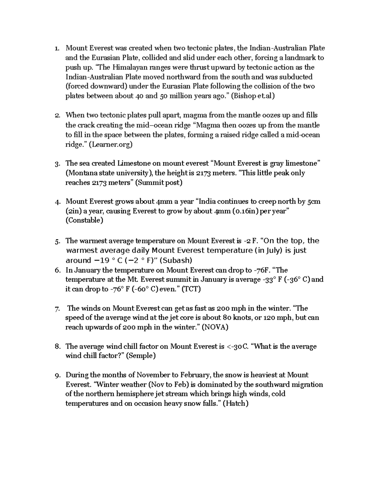 Mount Everrest Research Project 2 - Mount Everest was created when two ...