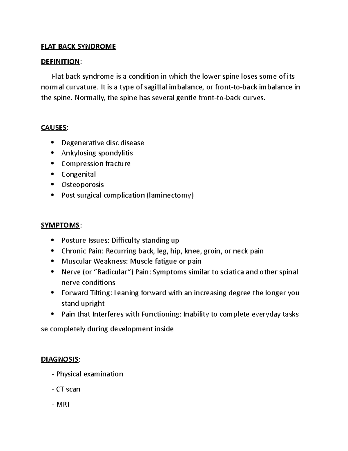 Flat back syndrome - FLAT BACK SYNDROME DEFINITION: Flat back syndrome ...