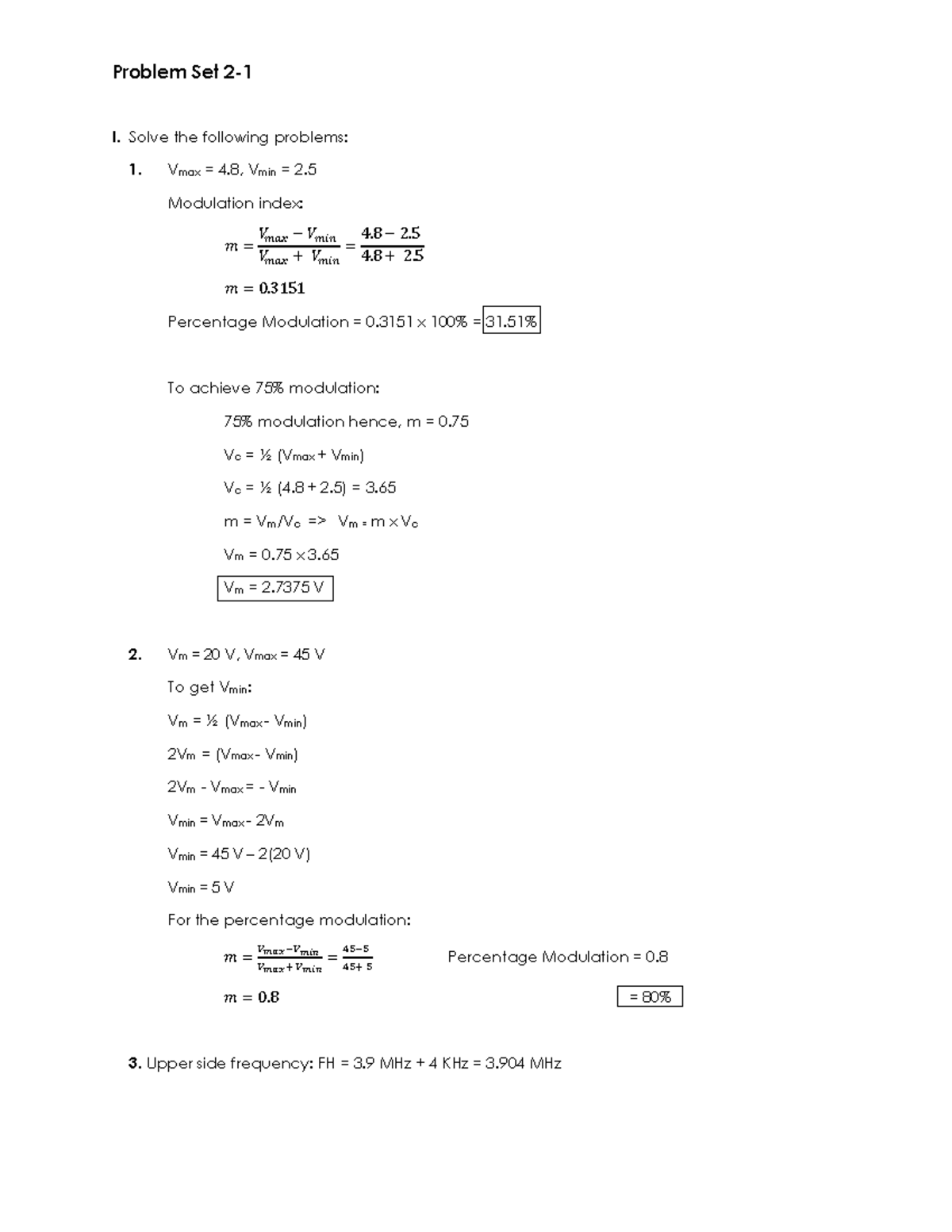 Problem SET 2 1 - Principles of Communication - PangSU - Studocu