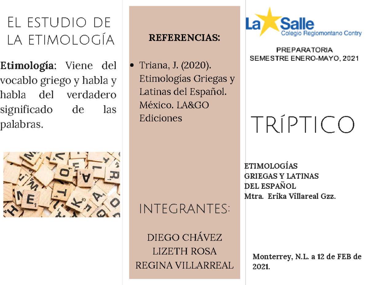 Evidencia E1 TRÍ Ptico- Etimologías Griegas y Latinas - Etimología ...
