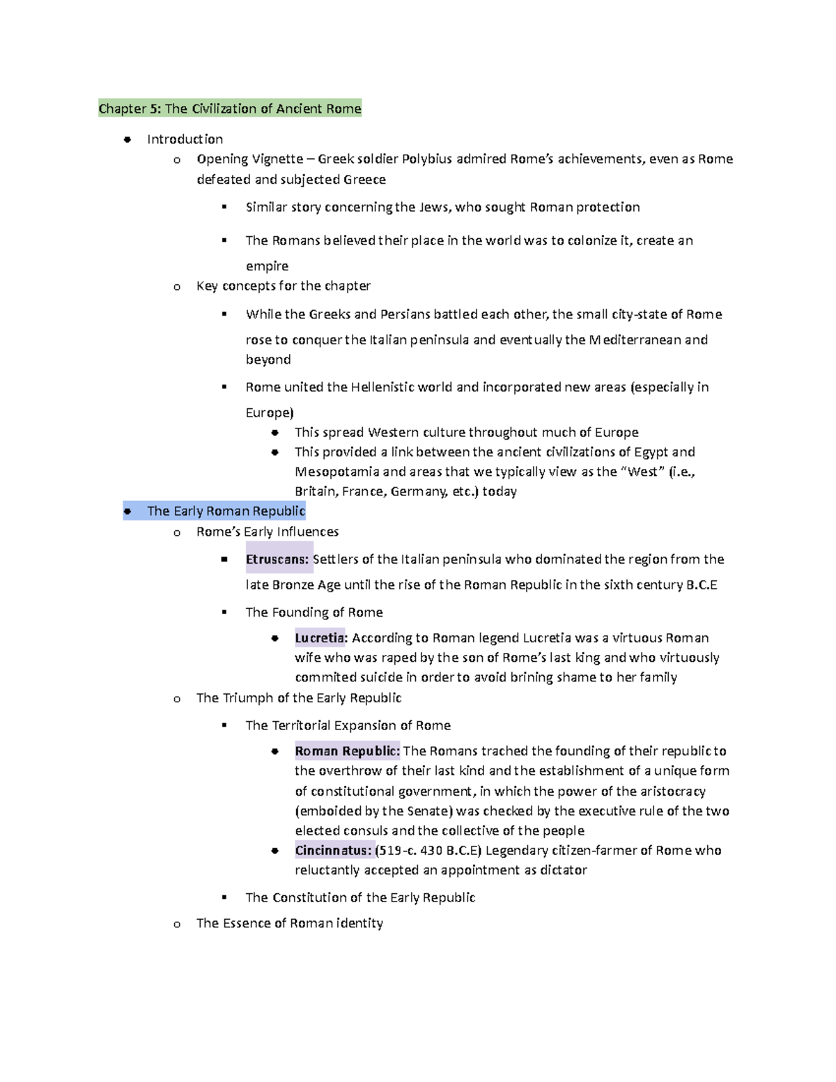 Chapter 5 - The Civilization of Ancient Rome - Studocu