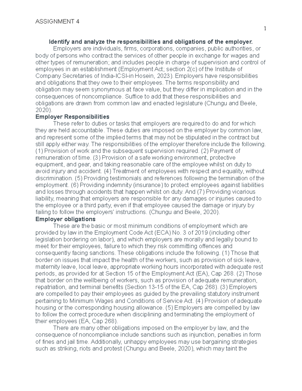 Assignment 4 - Identify and analyze the responsibilities and ...