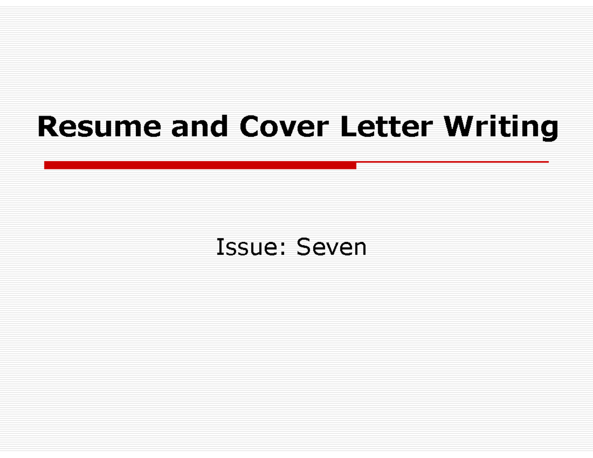 Business Communication Lecture 7 fkm - Resume and Cover Letter Writing ...