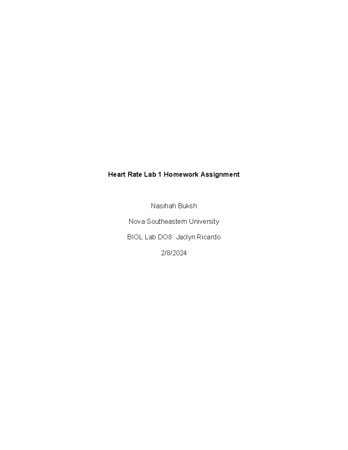 Heart Rate Lab 1 Homework Assignment - Heart Rate Lab 1 Homework ...