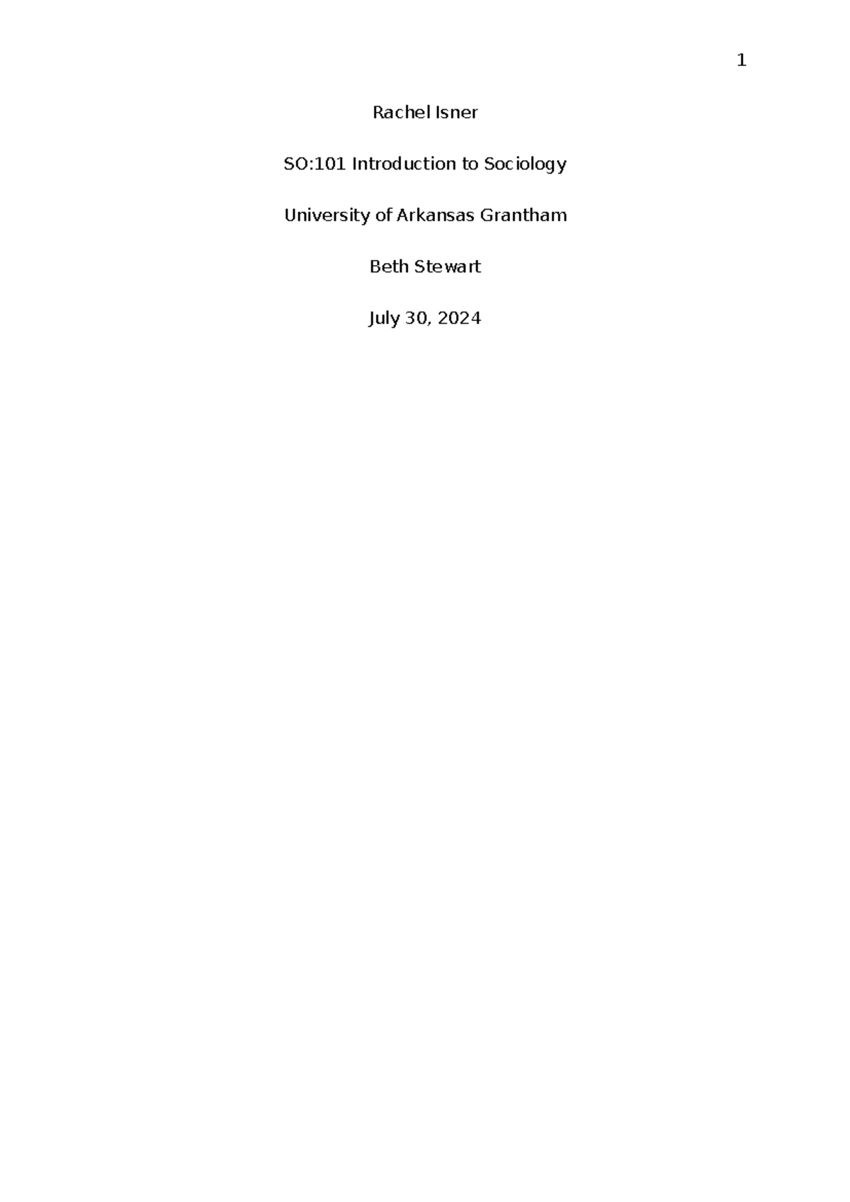 SO101 Isner Week 3 Assignment - Rachel Isner SO:101 Introduction to ...