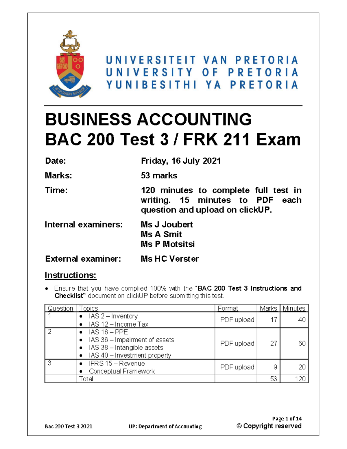 BAC 200 Test 3 2021 Question paper - Unprotected - Page 1 of 14 ...