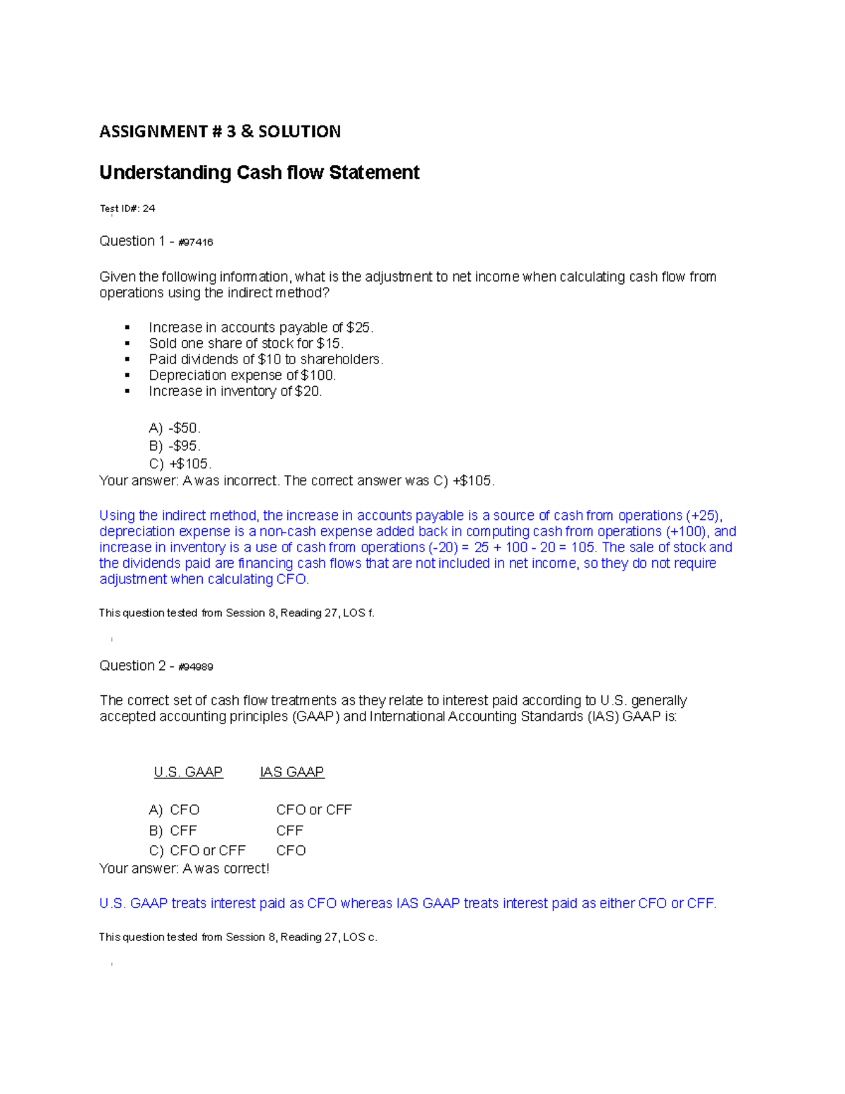 Cashflows - lecture notes - ASSIGNMENT # 3 & SOLUTION Understanding ...